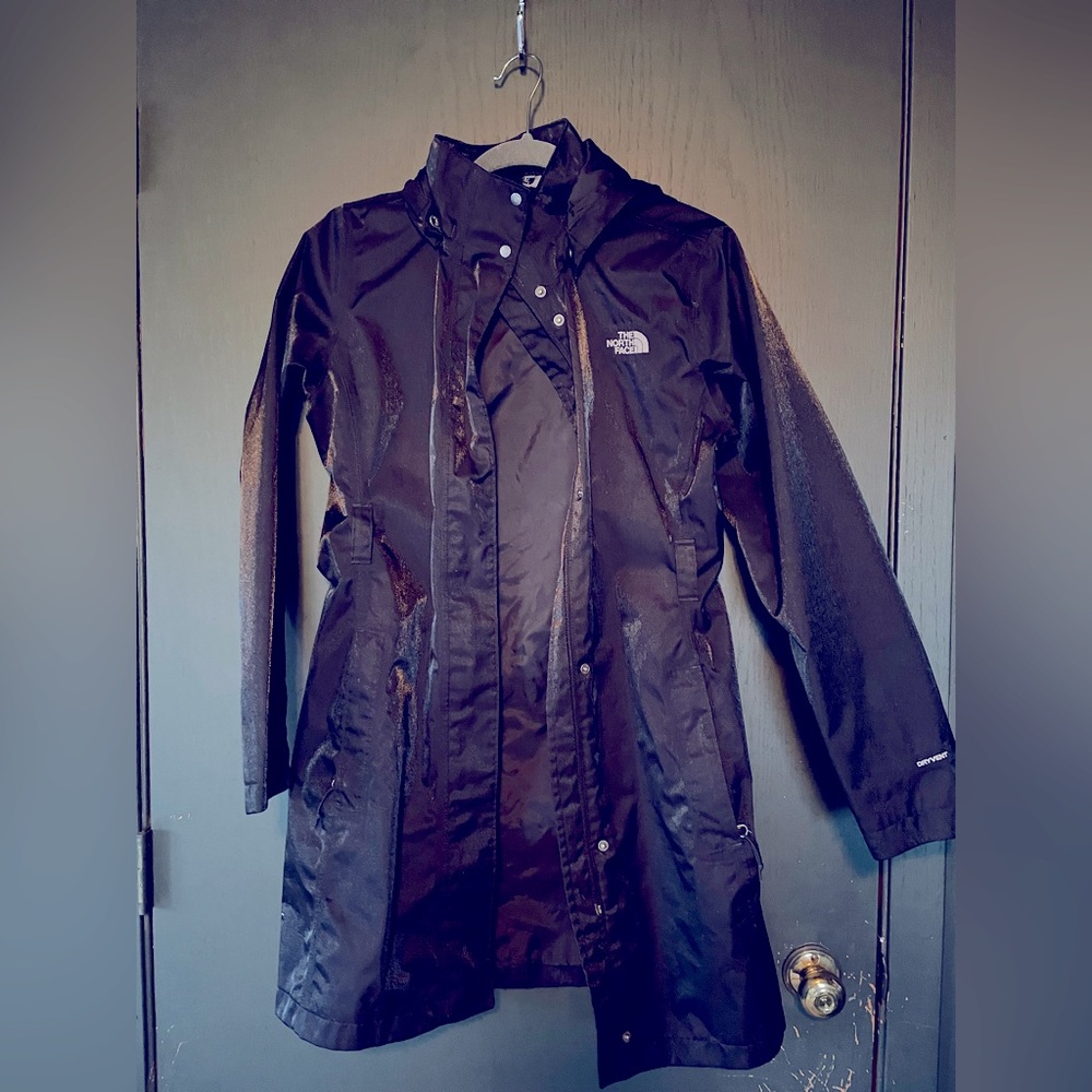 The North Face Black Metallic Rain Coat- Knee Length.… - Gem